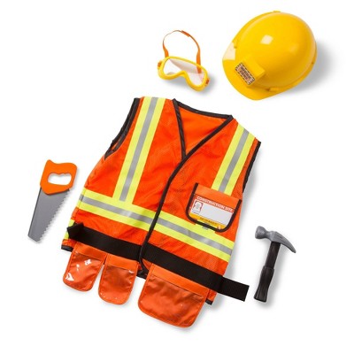 Melissa & Doug Construction Worker Role Play Costume Dress-up Set (6pc ...