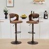 Vecelo Swivel Bar Stools Height Adjustable Wooden Barstools, Brown Set ...