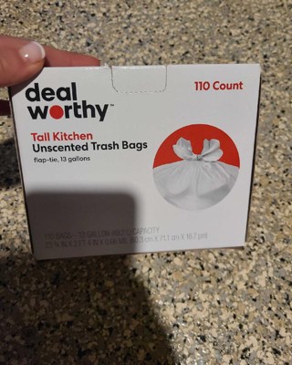 Tall Kitchen Flap-tie Trash Bags - 13gal - 110ct - Dealworthy™ : Target