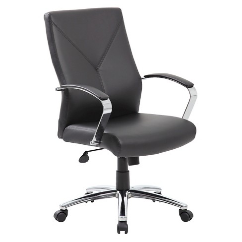 Modern Executive Office Chair Black - Boss Office Products: Leatherplus, Chrome Base, Swivel ...