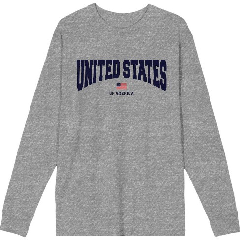 American United States Of America Flag Heather Gray Adult Crew Neck ...