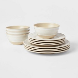 12pc Stoneware Westfield Dinnerware Set White - Threshold™ : Target