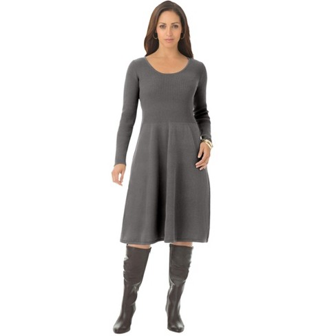 Jessica London Women's Plus Size Cotton Ribbed Sweater Dress - 26/28 ...