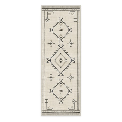 Ruggable Damali Washable Boho Western Runner Rug - White 2'6"x7'. : Target