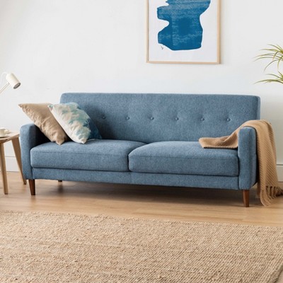 Adair Mid-century Modern Sofa Couch With Armrest Pockets Tufted Linen ...