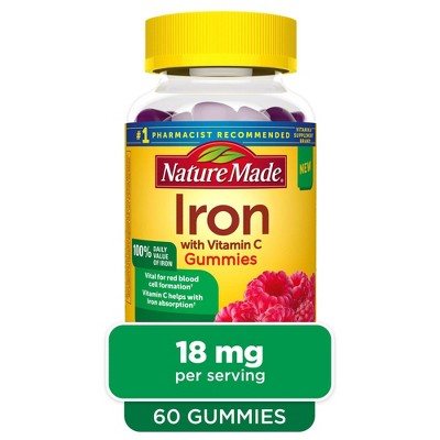 Nature Made Iron Supplement 18mg Per Serving With Vitamin C Gummies ...