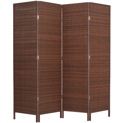 4 Panels Patio Outdoor Privacy Screen Room Divider Partition Brown ...