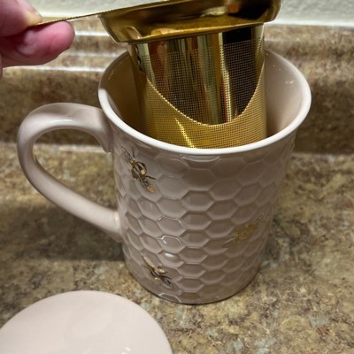 Pinky Up Annette Knit Ceramic Tea Mug And Infuser - Tea Cup With Lid ...