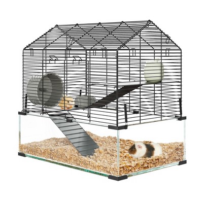 GustoWave Large Hamster Cage with Deep Tempered Glass Bottom, 3 Tiers ...