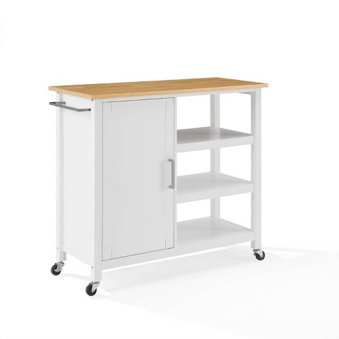 Tristan Open Kitchen Island Cart White/natural - Crosley: Adjustable ...