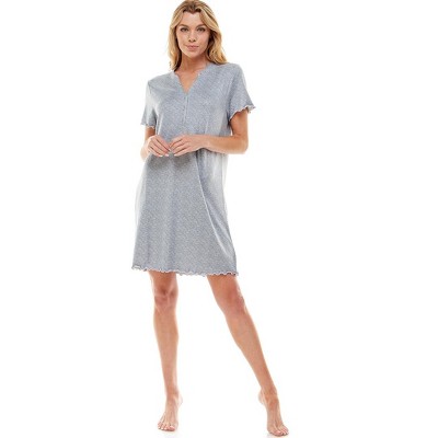Emerson Road Woman's Whisper Rib Henley Sleepshirt, Nightgown, Gray, Xs ...