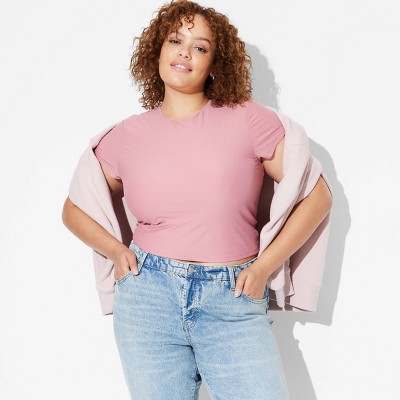 Women's Short Sleeve The Perfect T-shirt - Wild Fable™ Rose Pink 1x ...