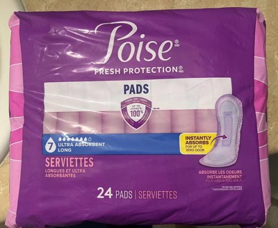 Poise Incontinence Pads for Women - Ultra Absorbency - 7 Drop - Long ...