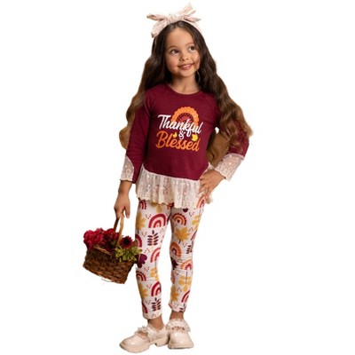 Girls Thankful And Blessed Legging Set - Mia Belle Girls : Target