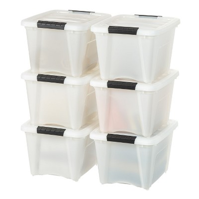 Iris Usa 6 Pack 26.95 Quart Stackable Plastic Storage Bins With Lids ...