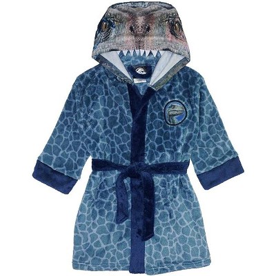 Jurassic World Boy's Raptor Dinosaur Costume Plush Fleece Robe, Blue ...