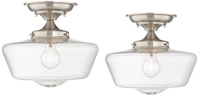 Regency Hill Schoolhouse Rustic Farmhouse Ceiling Light Semi Flush ...