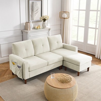 92.9" Modern Leisure L Shape Sofa For Living Room, Beige - Modernluxe ...