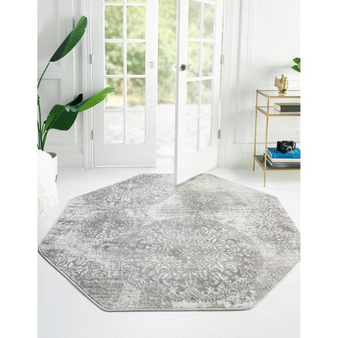 Unique Loom 4' 1 X 4' 1 Sofia Grand Light Gray Octagon Area Rug : Target