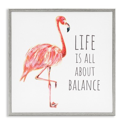 Stupell Industries Motivational Balance Flamingo Black Framed Giclee ...