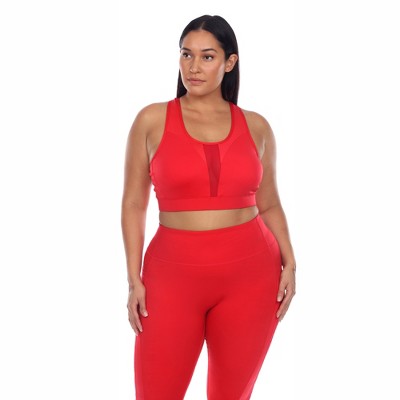 Plus Size Racer Back Sports Bra Red 2x - White Mark : Target