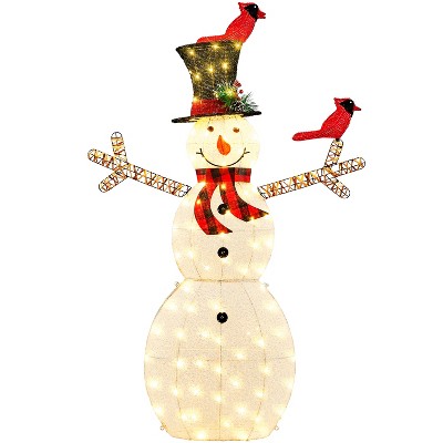 Costway Pre-lit Standing Snowman Artificial Christmas Decoration With ...