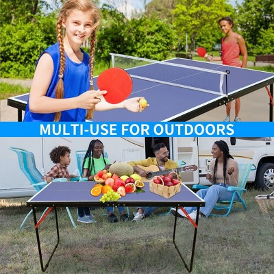 Soozier Full Size Ping Pong Table, Folds Into Quarters, Portable Table ...
