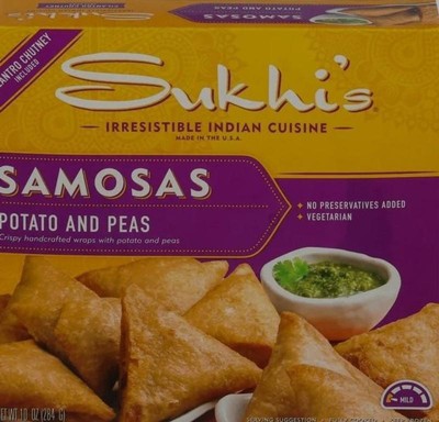 Sukhi's Indian Potato & Pea Vegetarian Samosa Frozen Appetizer Snack ...