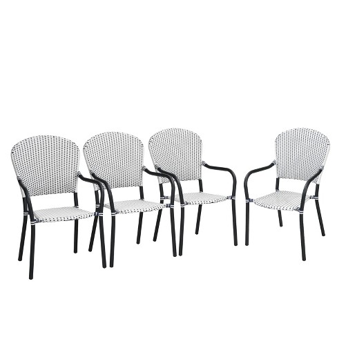 Tangkula Outdoor 4 Pcs Iron Dining Chairs Patio Stackable Arm Chair For ...