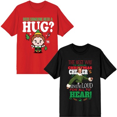 Elf Christmas Cheer Men's 2-Pack Tees : Target