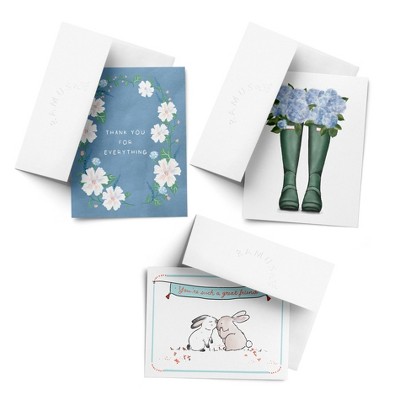 Everyday Assorted Greeting Card Pack (3ct) "flowers, Bunnies, Rain ...