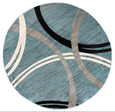 World Rug Gallery Contemporary Abstract Circles Design Blue 6'6" Round ...