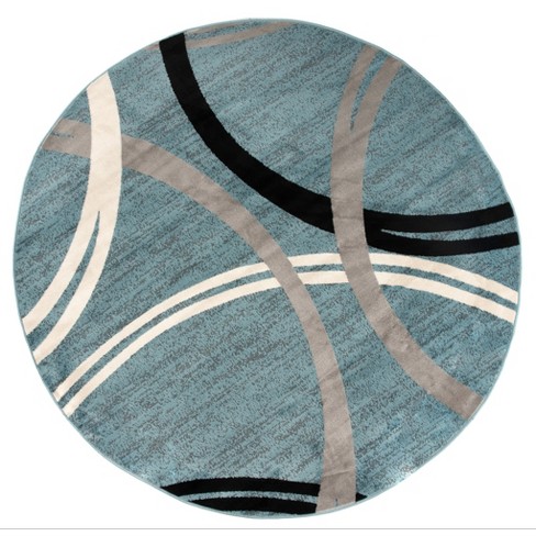 World Rug Gallery Contemporary Abstract Circles Design Blue 6'6" Round ...