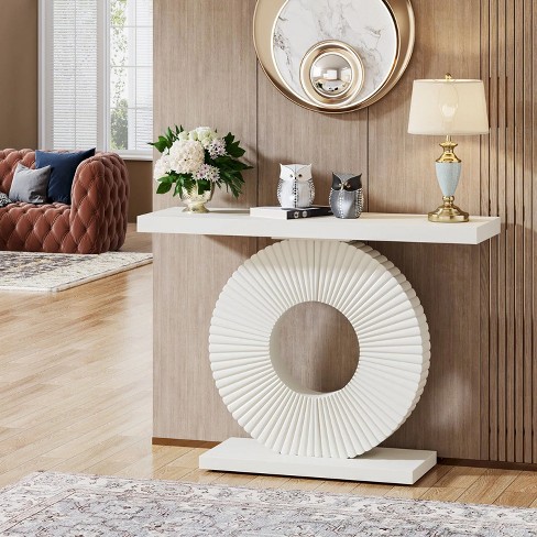 Hommoo 40 Inch Console Table With Geometric Base White : Target