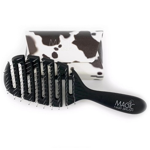 Magic Hair Brush Fashion Black, Flexible & Vented For Detangling W/ Cow ...