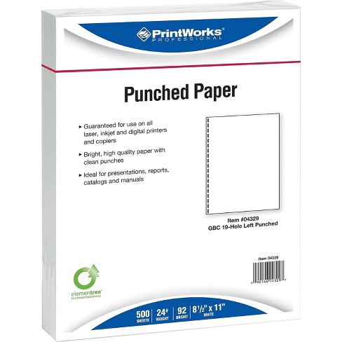 Printworks Professional 8 1/2" X 11" 24 Lbs. 19 Hole Punch Gbc Paper ...