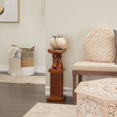 Traditional Polystone Horse Pedestal Table Brown - Olivia & May : Target