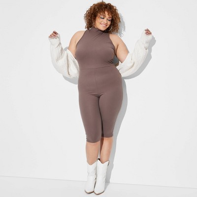 Women's Seamless Fabric Reversible Romper - Wild Fable™ Dark Brown 3x ...