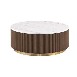 Furniture of America Keith Modern Round Marble Top Coffee Table with ...