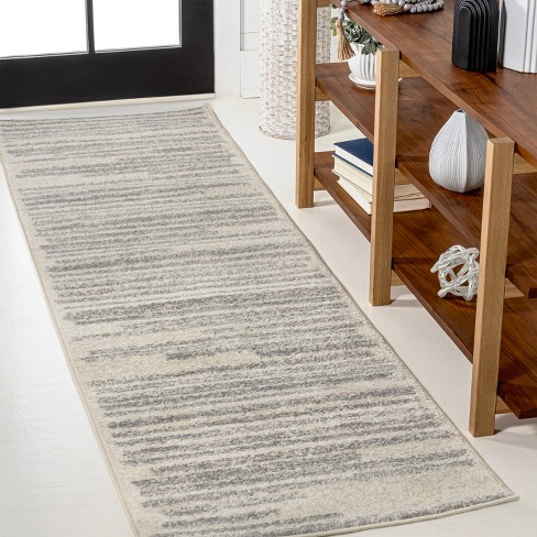 Jonathan Y Khalil Modern Berber Stripe Cream/gray 2 Ft. X 8 Ft. Runner ...