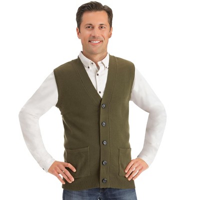 Collections Etc Men's Versatile Button Front Sweater Vest Medium Olive ...