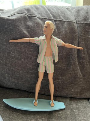 Barbie: The Movie Ken Doll Wearing Pastel Striped Beach Matching Set ...