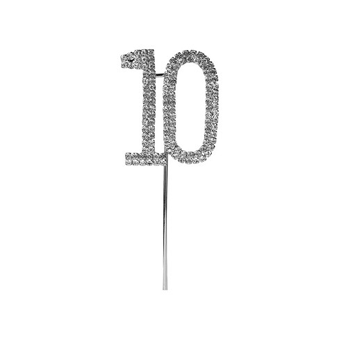 O'creme Rhinestone Silver-colored Number-10 Cake Topper 2 Inch : Target