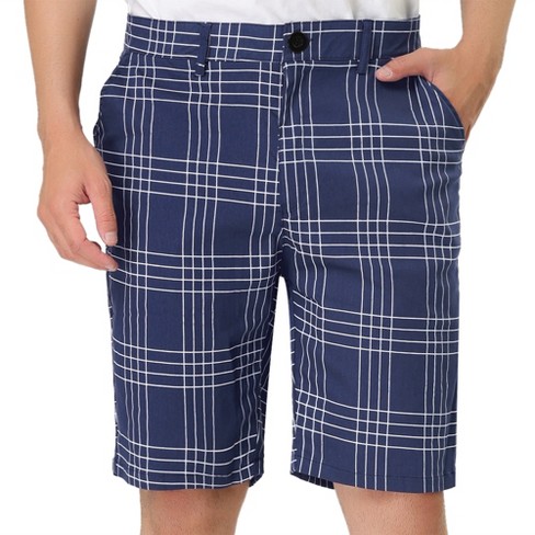 Lars Amadeus Men's Summer Plaid Flat Front Business Chino Shorts : Target