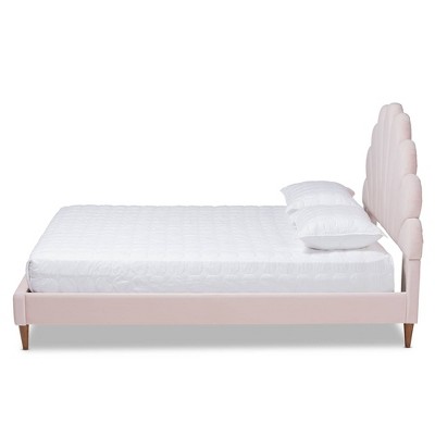 Save $201 • Queen Odille Velvet Seashell Shaped Platform Bed Light Pink ...