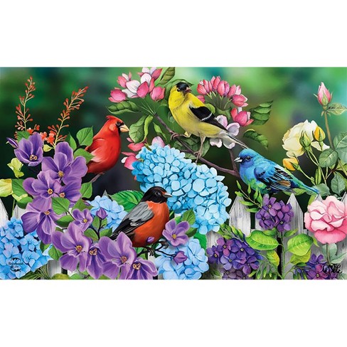Briarwood Lane Feathered Friends Spring Doormat Birds Floral Indoor ...
