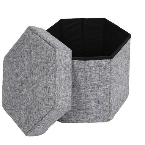 Vintiquewise Decorative Grey Foldable Hexagon Ottoman For Living Room ...