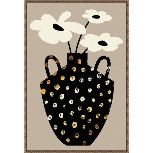 23"x33" Vase Floral Ii By Incado Framed Canvas Wall Art Print Bronze ...