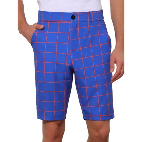 Lars Amadeus Men's Color Block Flat Front Formal Checked Pattern Shorts ...
