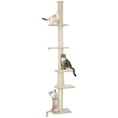 Pawhut 9' Adjustable Height Floor-to-ceiling Vertical Cat Tree : Target